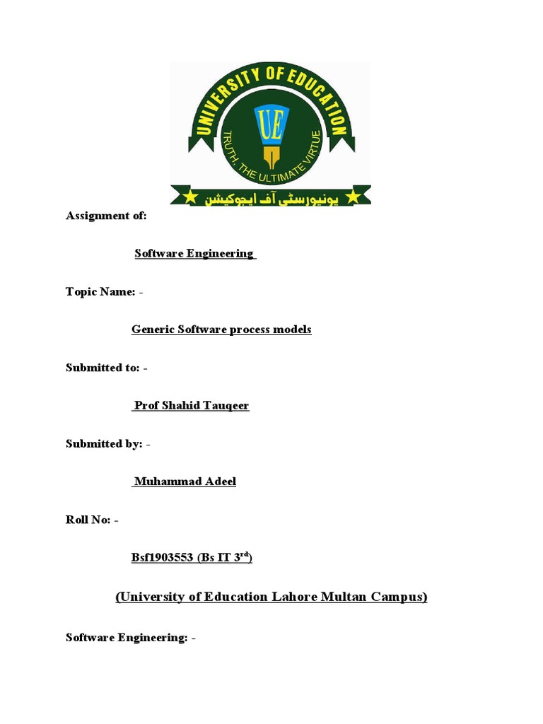 Assignment of Generic Models (Software Engineering) | PDF | Software ...