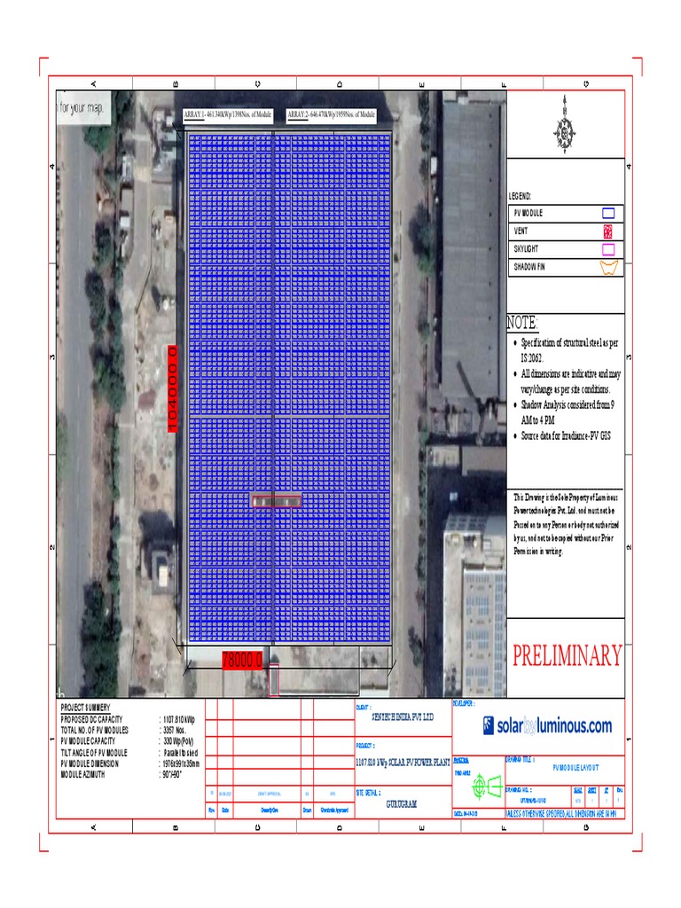 Proposed Solar PV Power Plant Module Layout and Project Summary for ...