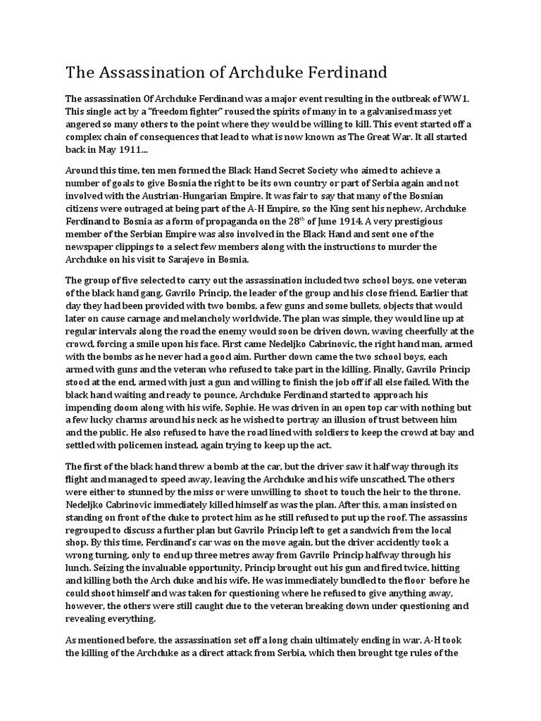 The Assassination of Archduke Ferdinand | PDF | Allies Of World War I ...