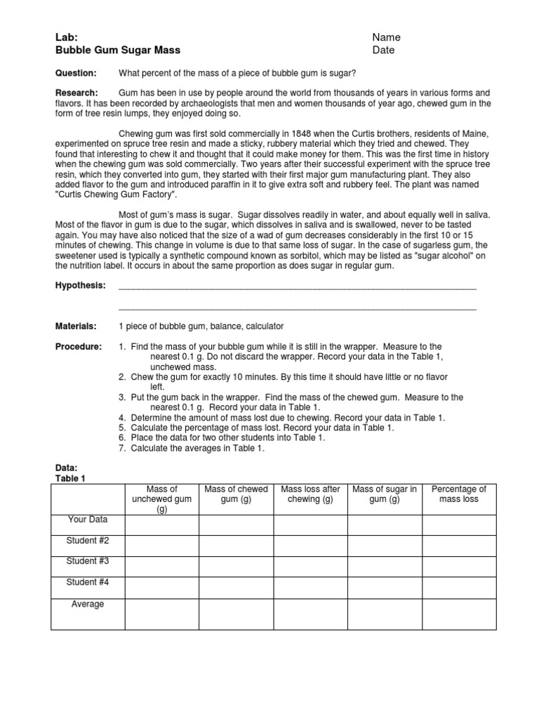 Bubble Gum Lab | PDF | Nature