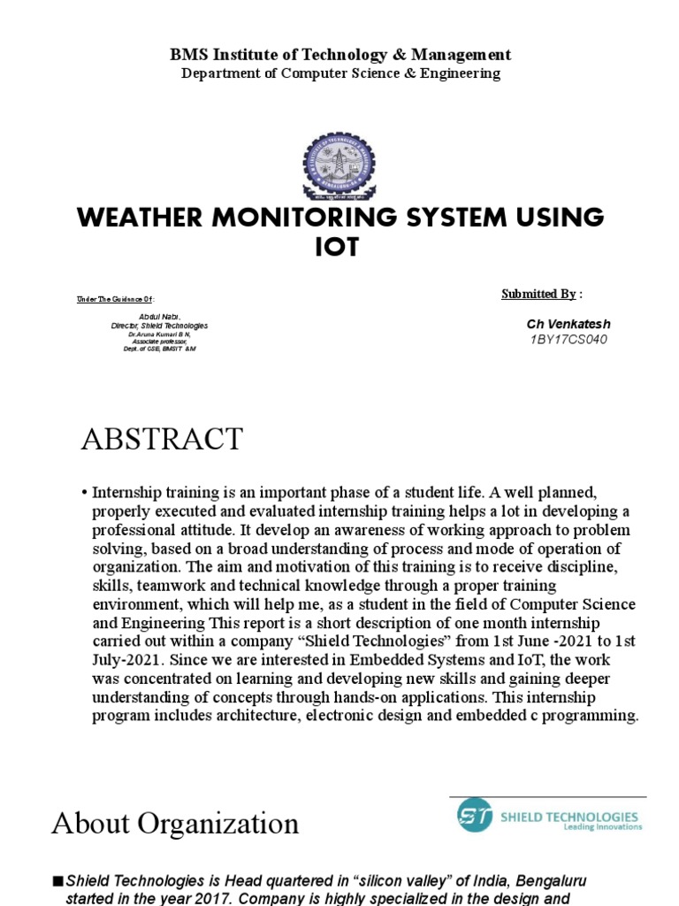 Weather Monitoring System Using IOT: BMS Institute of Technology ...