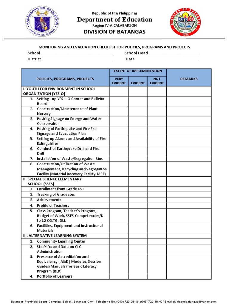 Monitoring Tool Pdf Schools Teachers