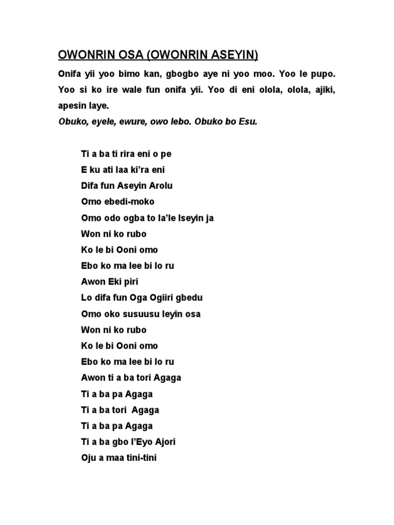 100 Owonrin Osa | PDF