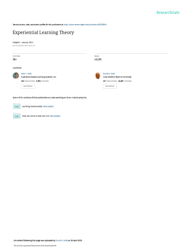 Experiential Learning Theory: January 2012 | PDF | Learning Styles ...