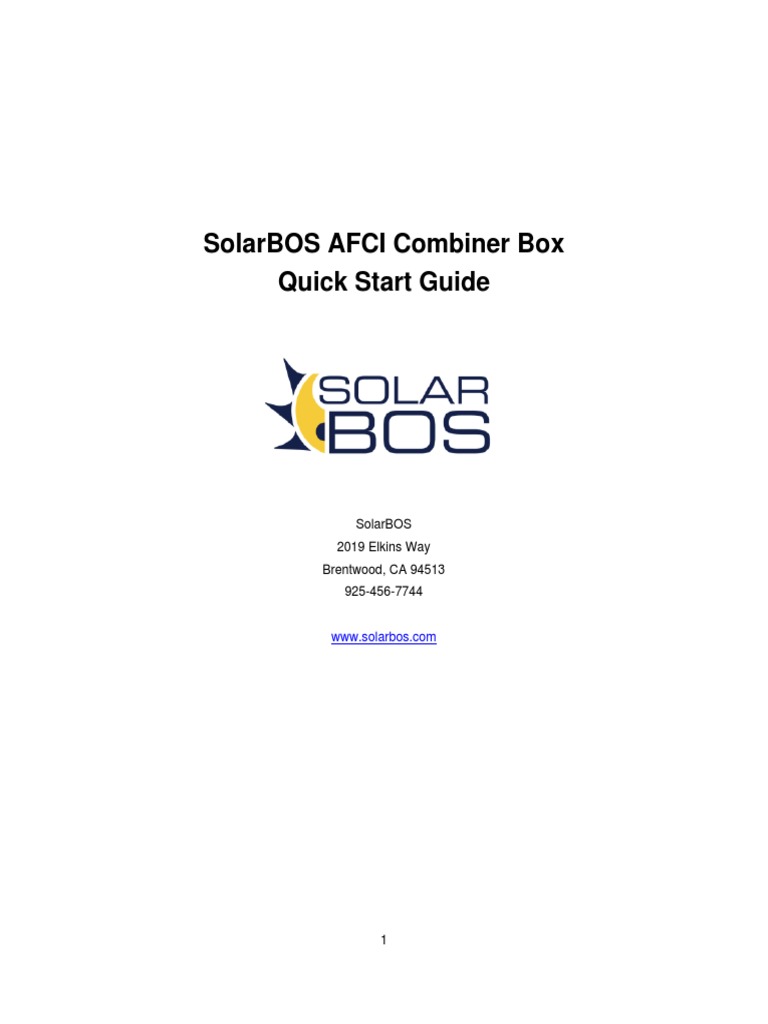 SolarBOS AFCI Combiner Guide | PDF | Menu (Computing) | Menu