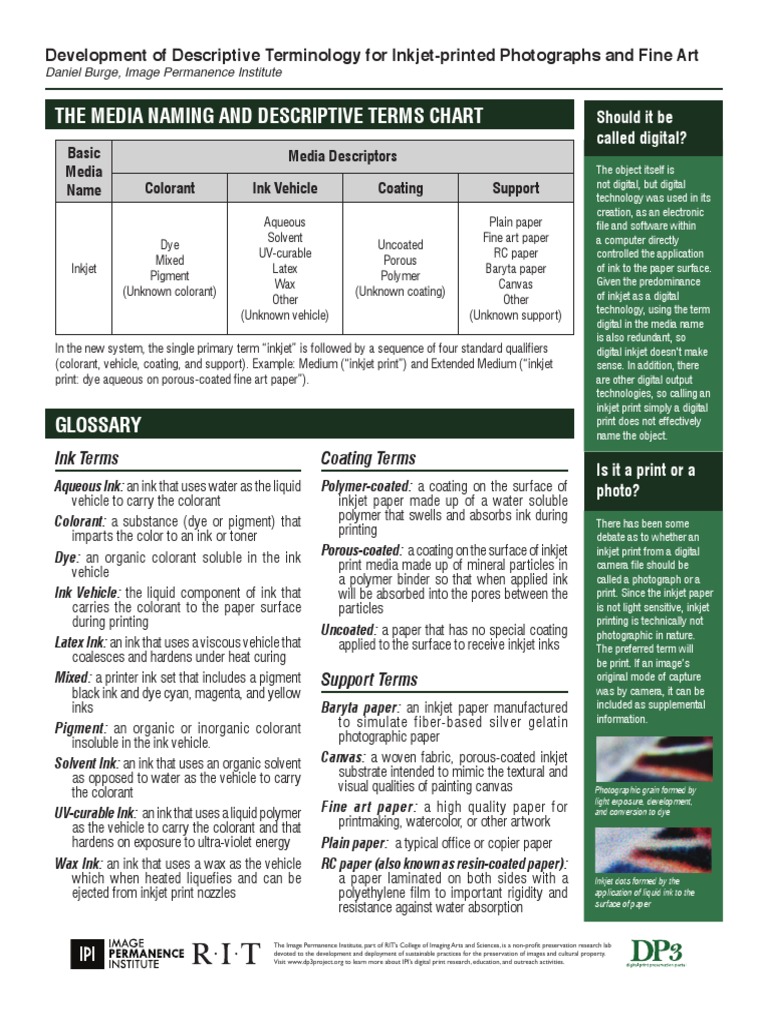 The Media Naming and Descriptive Terms Chart: Basic Media Name Media ...