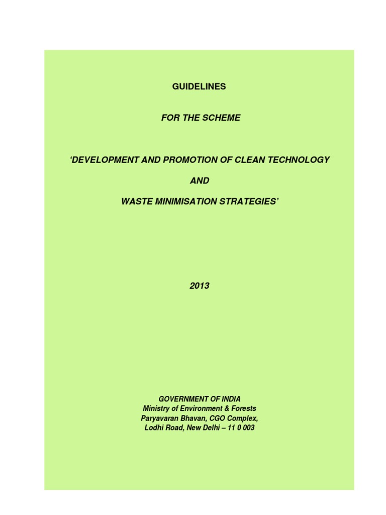 Guidelines for Clean Tech and Waste Minimization Projects | PDF | Waste ...