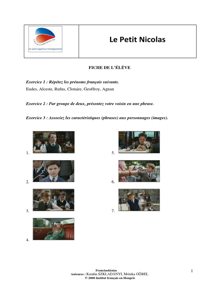 Le Petit Nicolas Fiche Eleve | PDF | Échecs