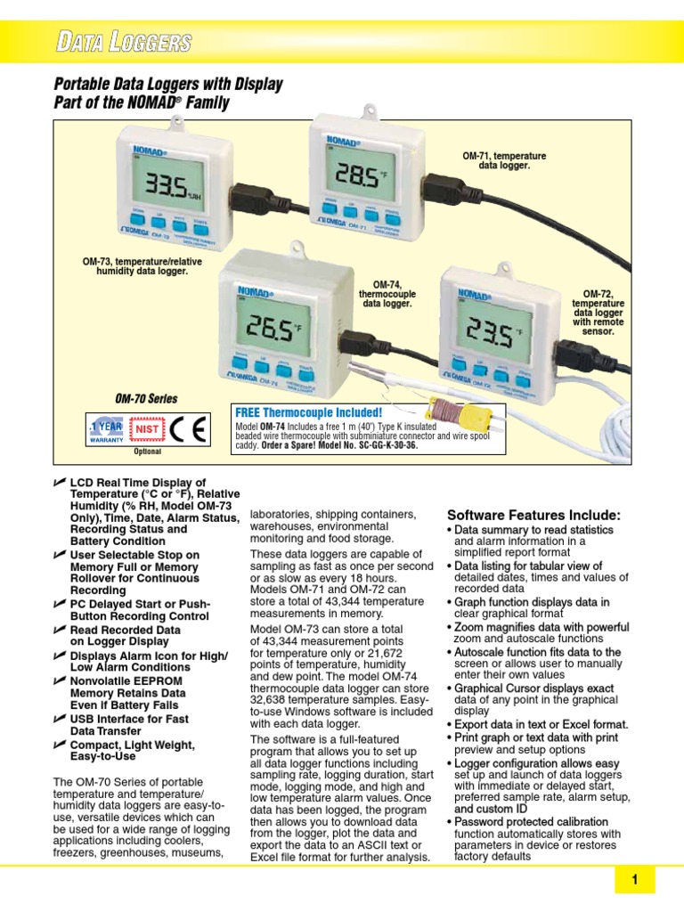 Portable Data Loggers With Display Part of The NOMAD Family: OM-71 ...