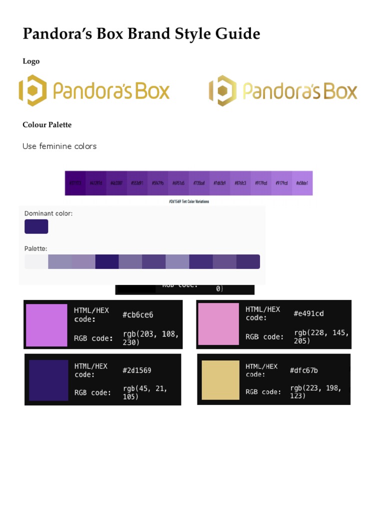 Pandora's Box Brand Style Guide | PDF | Love | Brand
