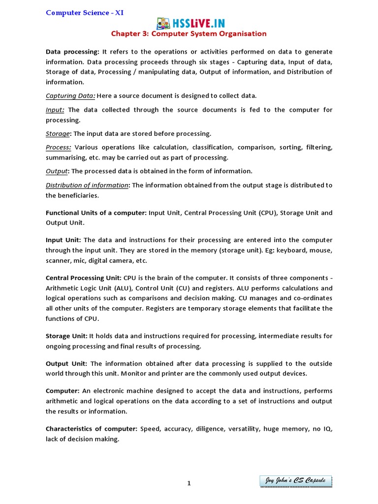 Chapter 3: Computer System Organisation | PDF | Printer (Computing ...