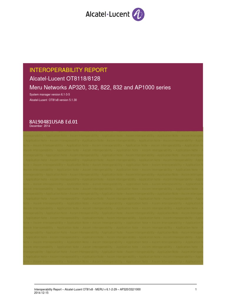 Alcatel-Lucent & Meru Networks Interoperability Report | PDF | Wireless ...