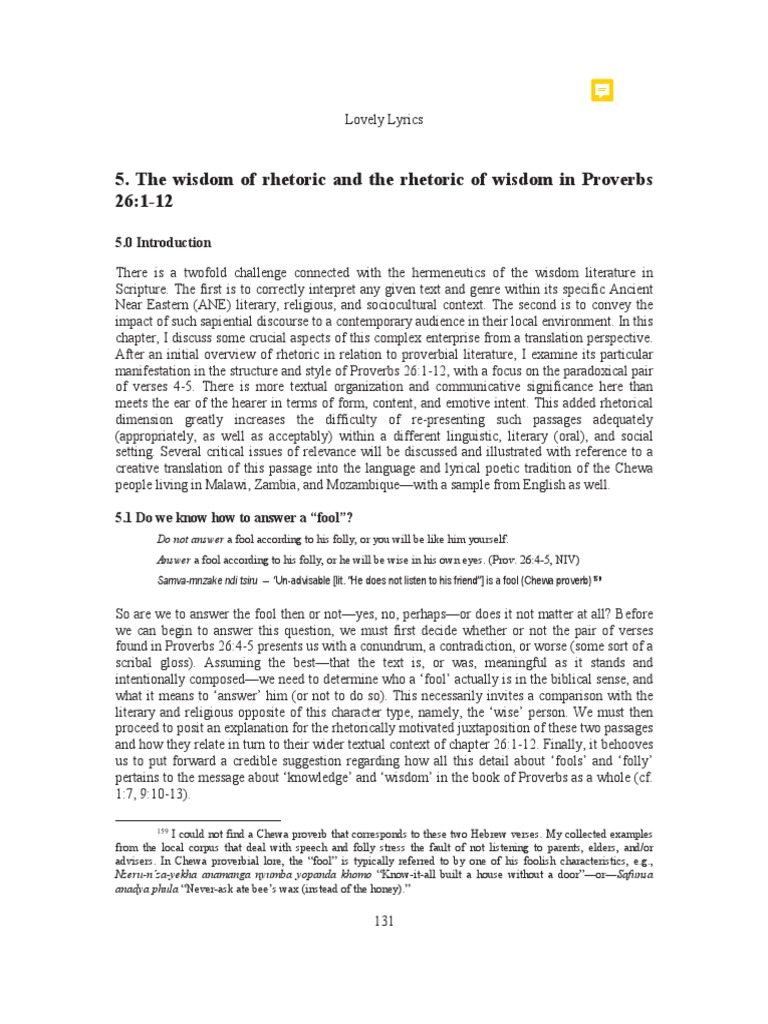 How To Answer A Fool and To Translate TH | PDF | Book Of Proverbs | Wisdom