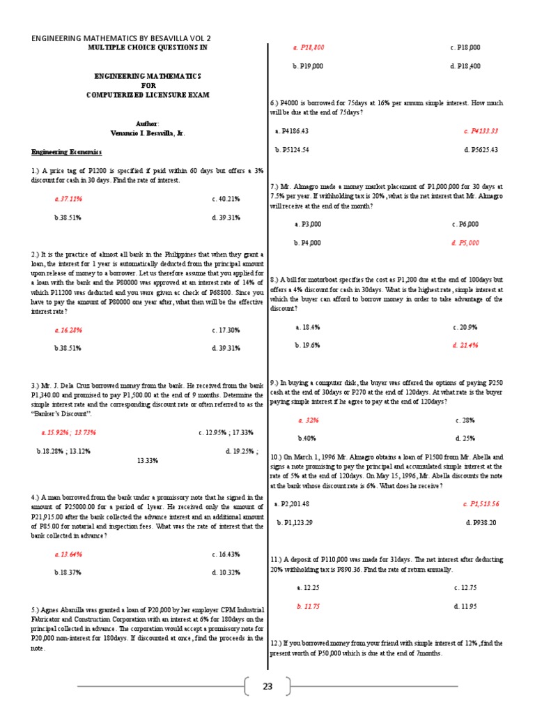 MULTIPLE CHOICE QUESTIONS in ENGINEERING MATHEMATICS by Venancio I ...