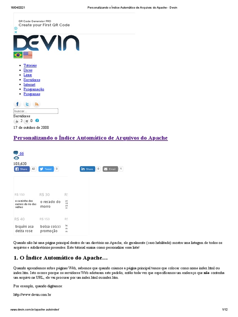 Personalizando o Índice Automático de Arquivos Do Apache - Devin | PDF ...