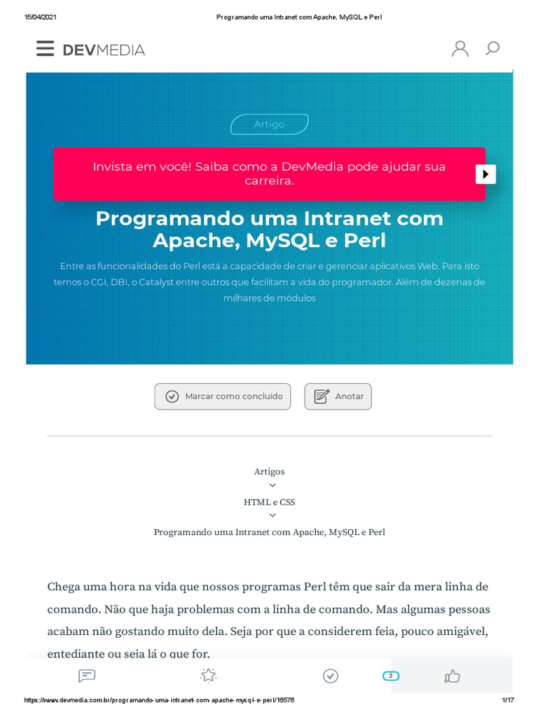Programando Uma Intranet Com Apache Mysql E Perl Pdf Perl Linguagem De Script 