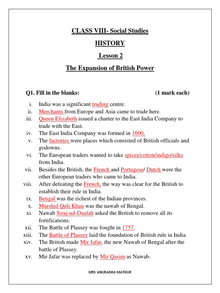 The Expansion of British Power in India Through Key Battles, Policies ...