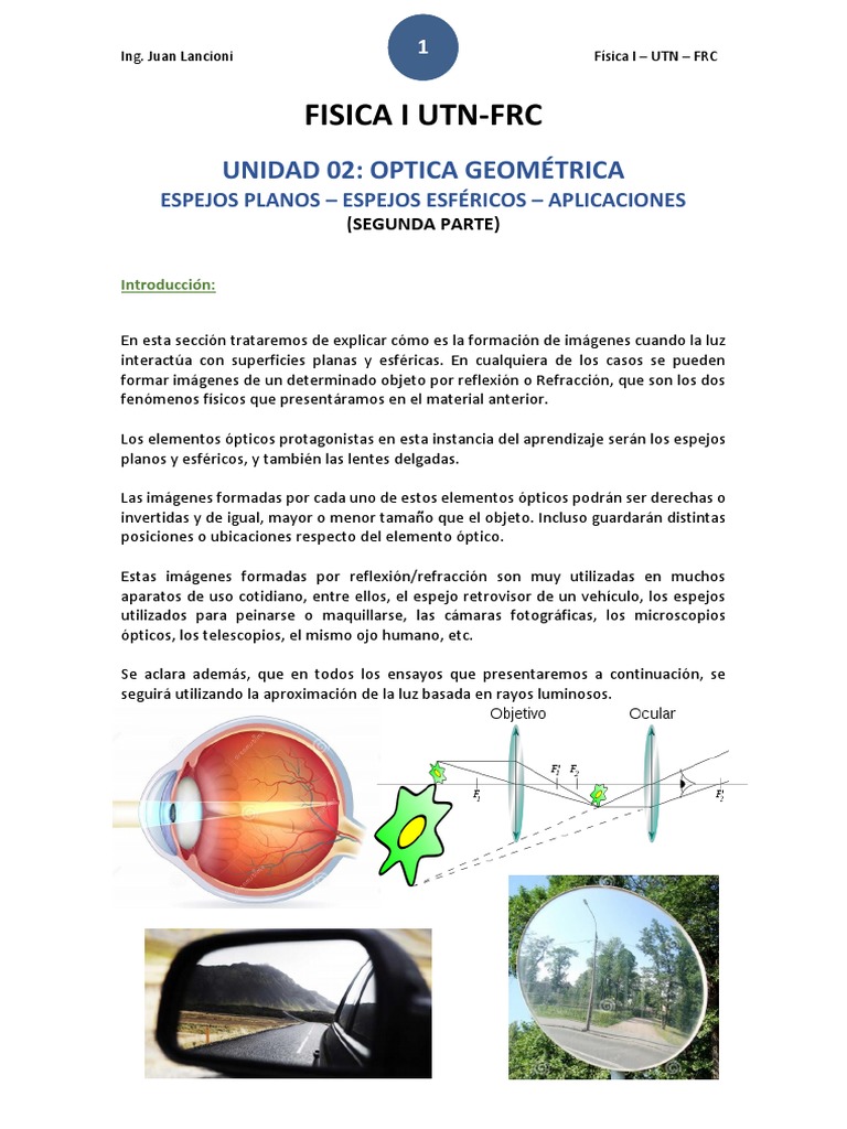 2 - Espejos Planos y Esféricos | PDF | Óptica | Espejo