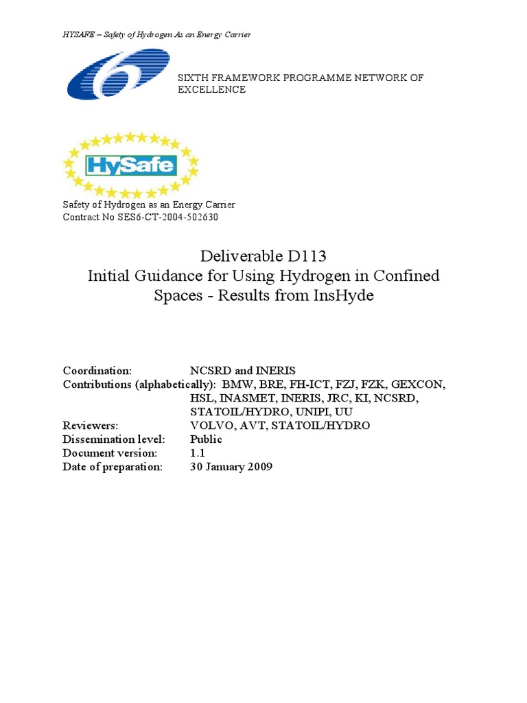 HYSAFE D113 Version 1.1 | PDF | Combustion | Hydrogen
