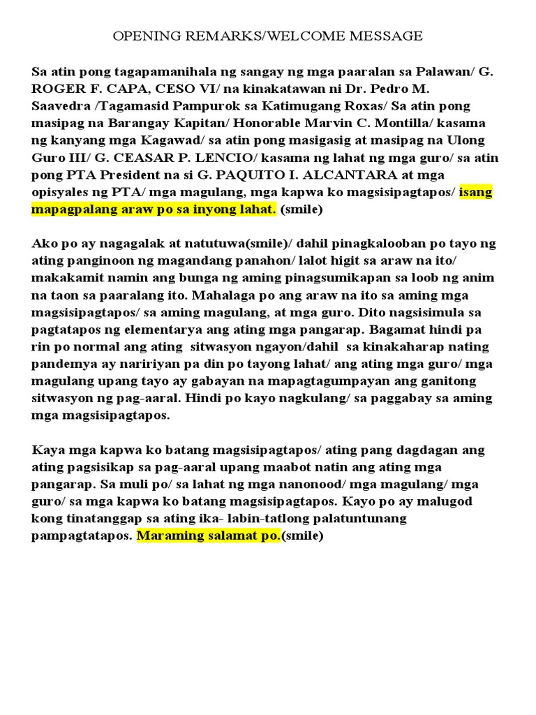 Opening Remarks | PDF