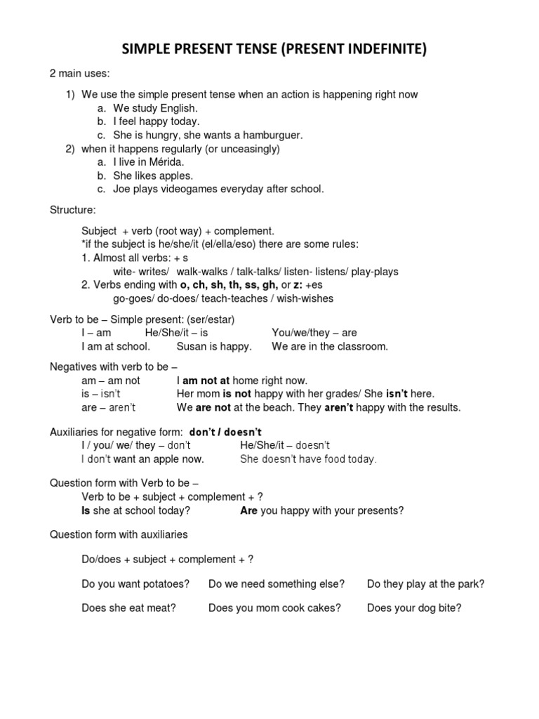 Inglés - SIMPLE PRESENT TENSE - Unlocked | PDF | Language Families ...