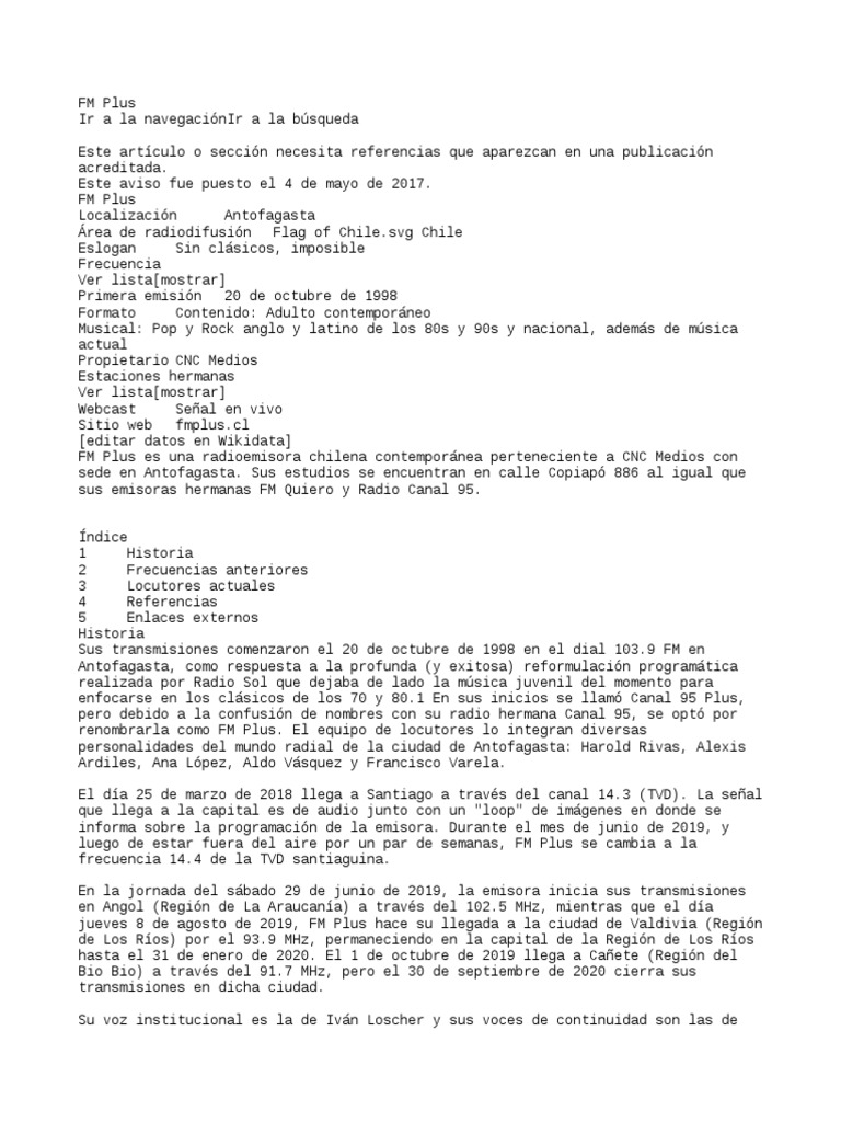 FM Plus | PDF | Wikipedia | Radiodifusión