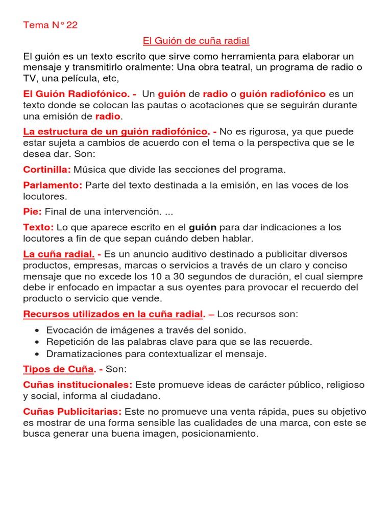 El Guion de Cuña Radial | PDF | Radiodifusión | Comunicación