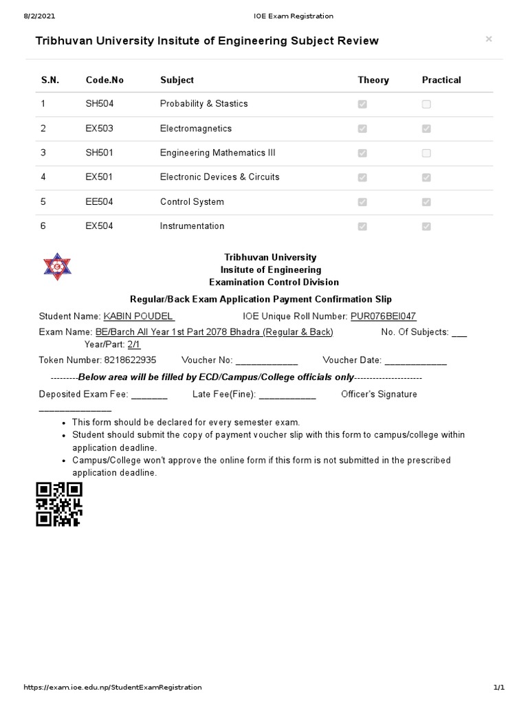 IOE Exam Registration Guide 2021 | PDF