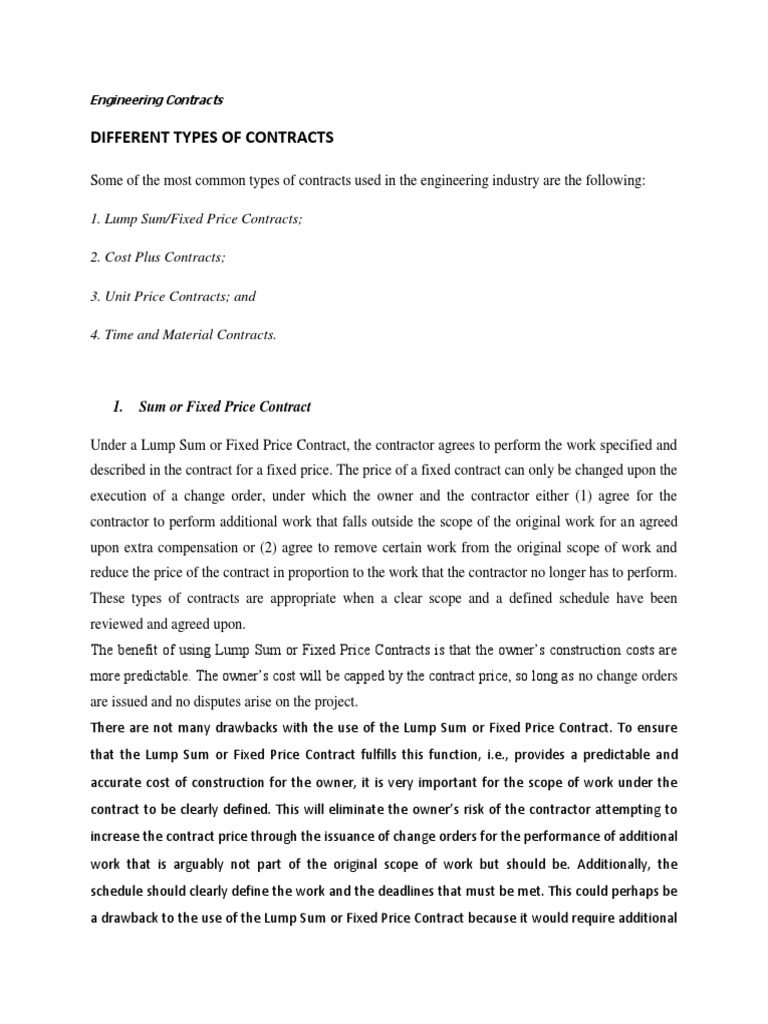 Engineering Contracts | PDF | Employment | Business