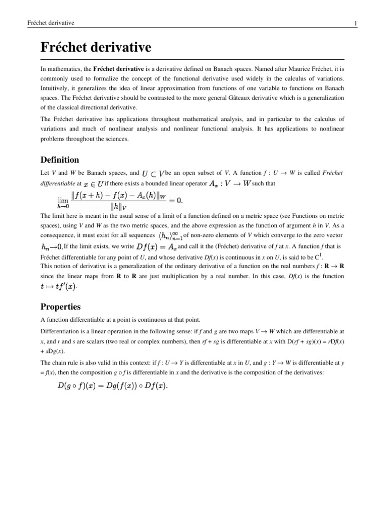 Frechet | PDF | Derivative | Mathematical Relations