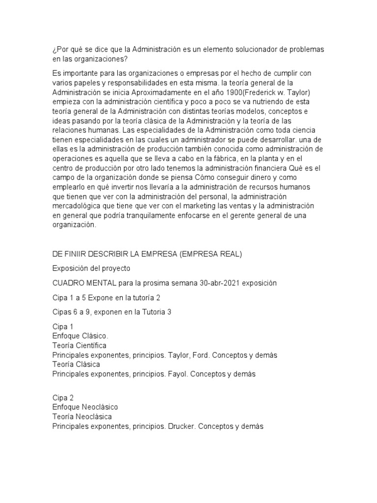 Por Qué Se Dice Que La Administración Es Un Elemento Solucionador de ...