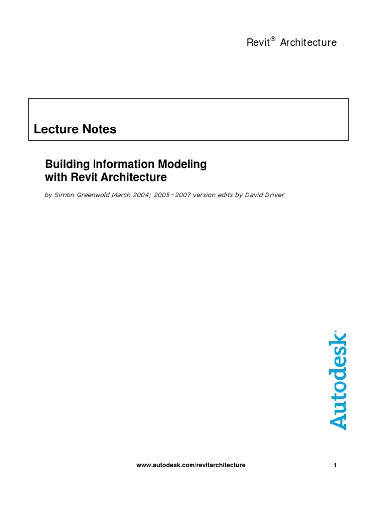 Revit 08 Lecture Notes | PDF | Autodesk Revit | Computer Aided Design