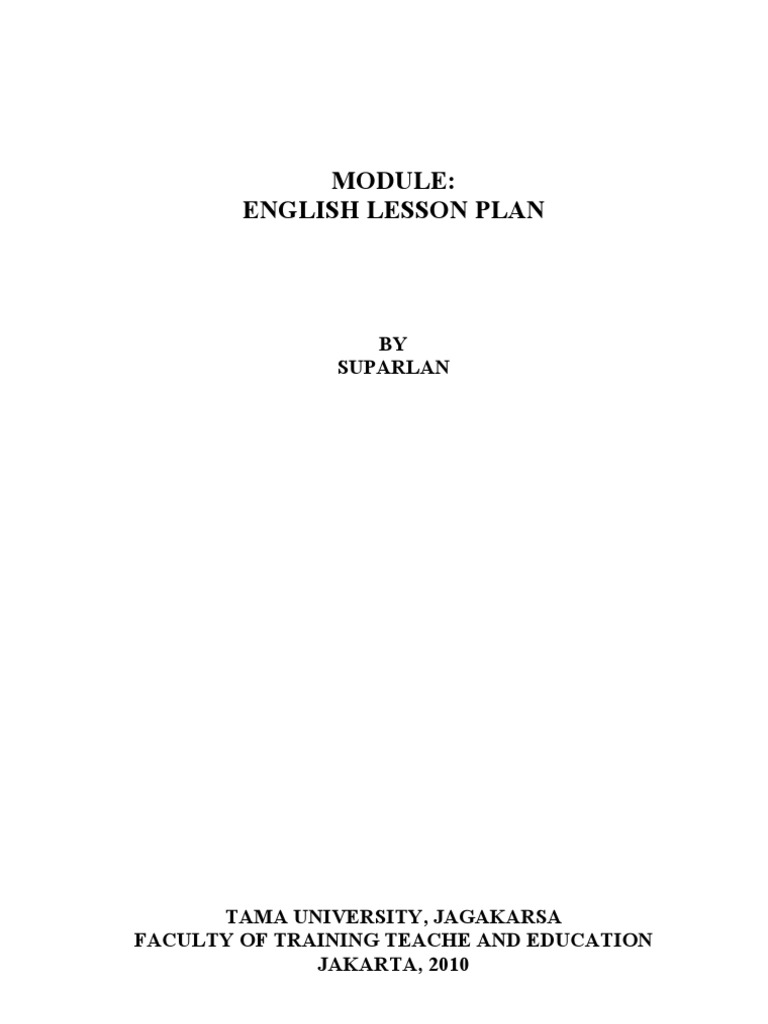 Module English Lesson Plan | PDF | Teachers | Curriculum
