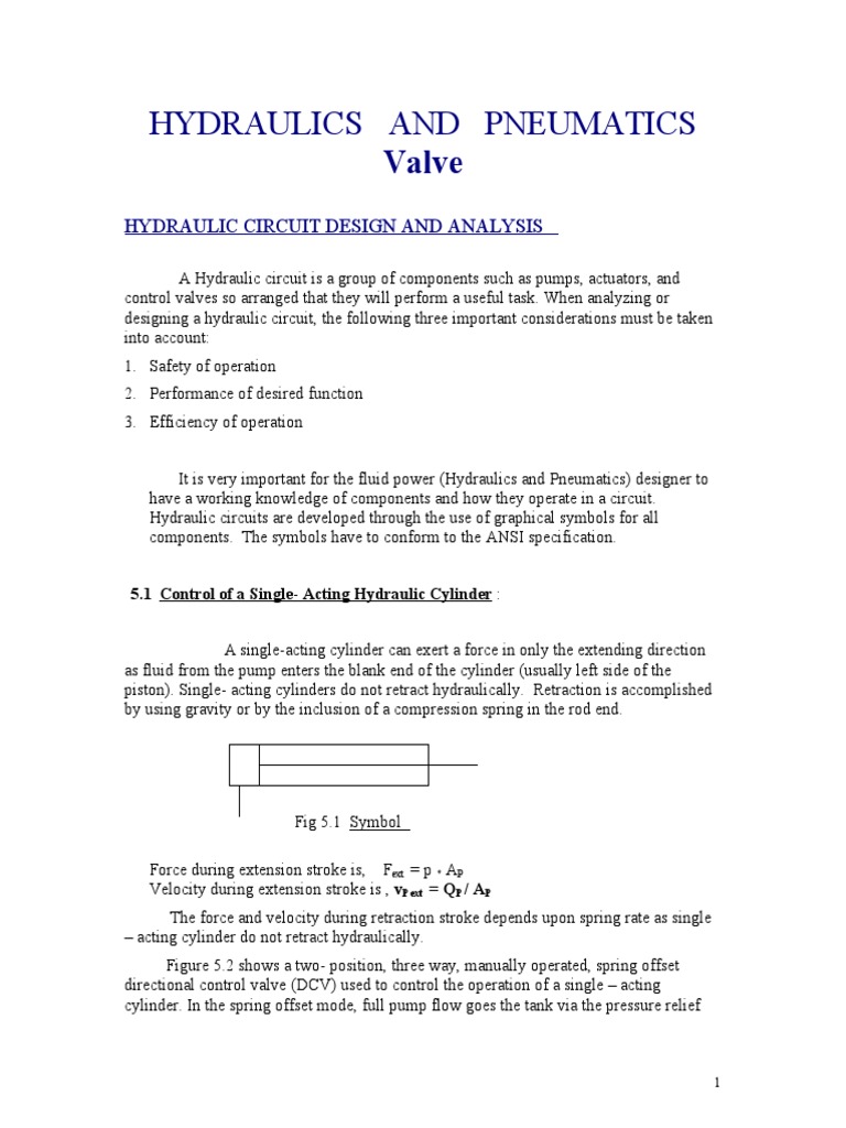 CH 5-Hydraulic Circuit Design and Analysis | PDF | Pump | Valve