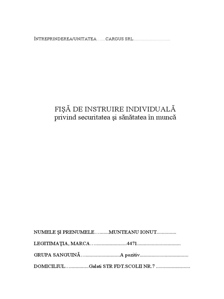 0.FISA INSTRUIRE SSM-de Completat | PDF