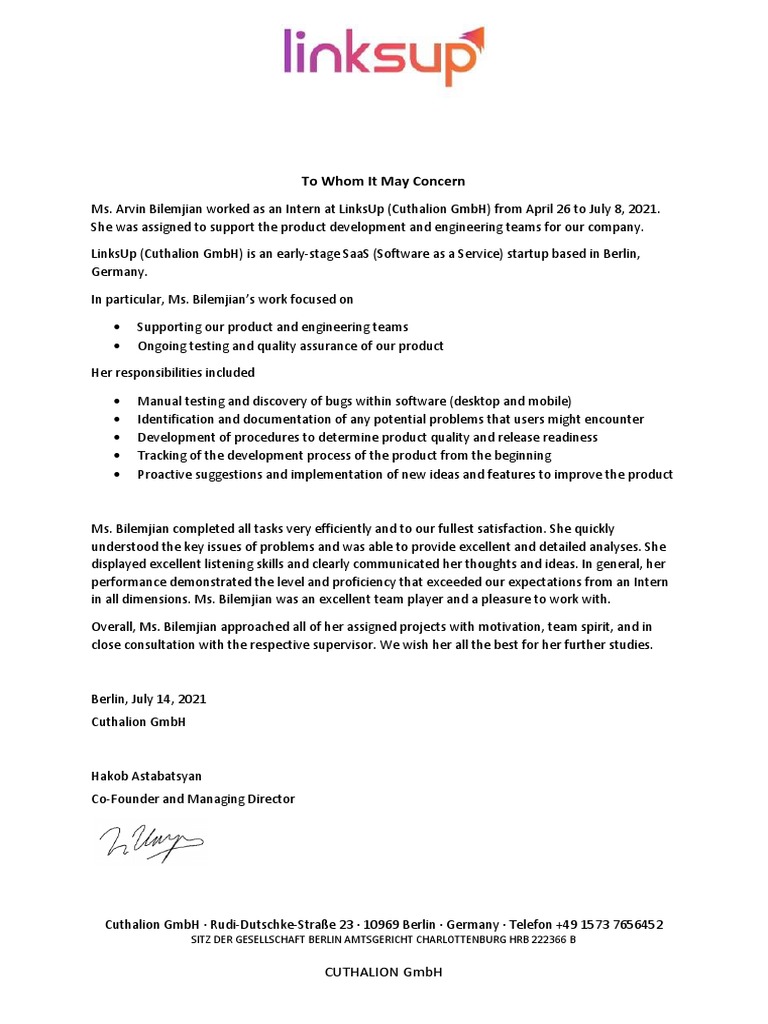 Arvin ReferenceLetter | PDF