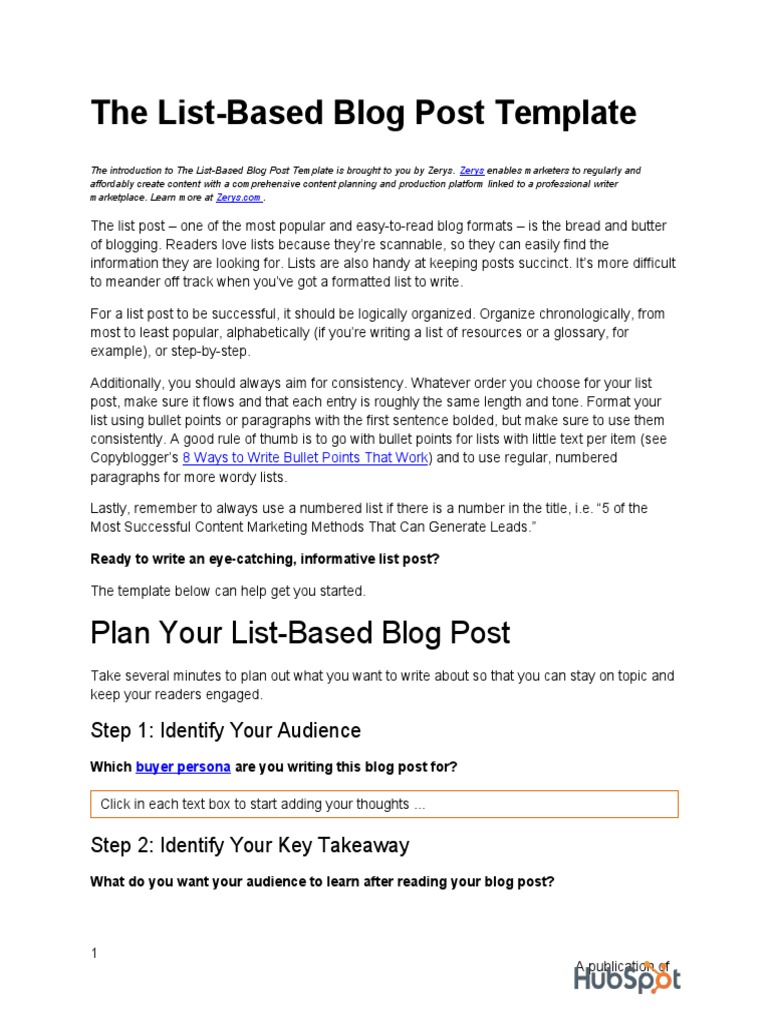 The List Based Blog Post Template | PDF | Blog | Hyperlink