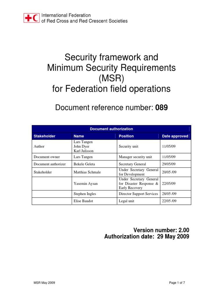 Security Framework and MSRs For Federation Field Operations | Download ...