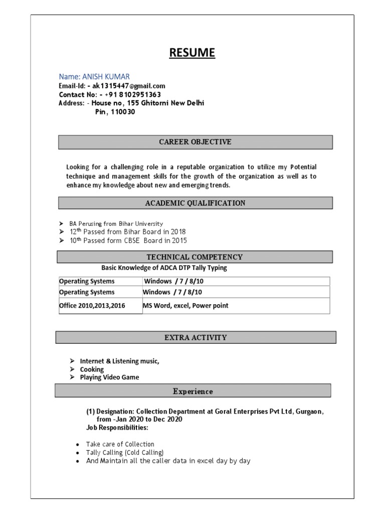 Anish Kumar BBB | PDF