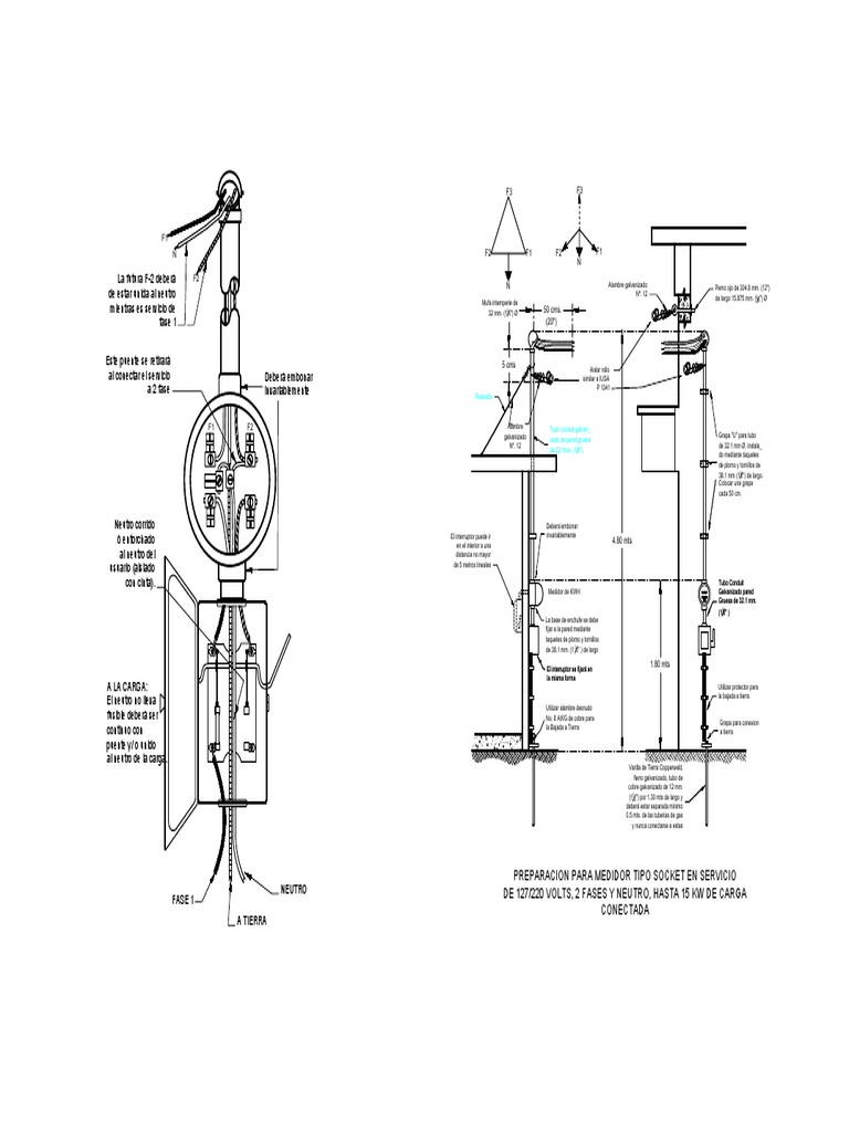Detalle de Acometida y Medidor CFE | PDF | Rieles | Electricidad
