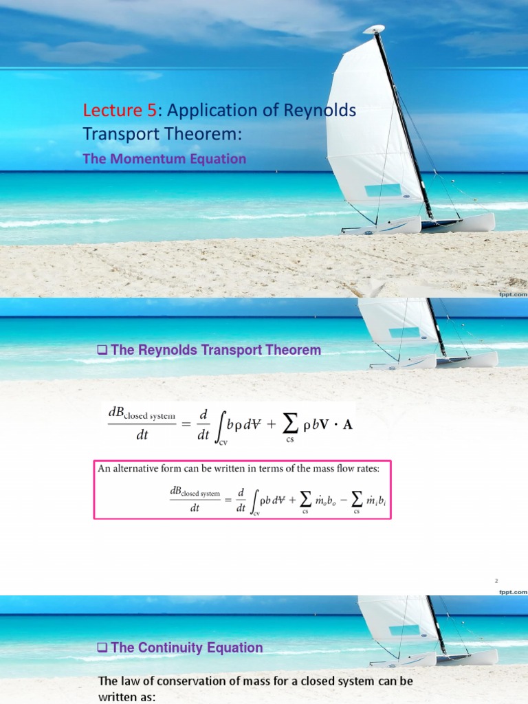 Application of Reynolds Transport Theorem:: The Momentum Equation | PDF ...