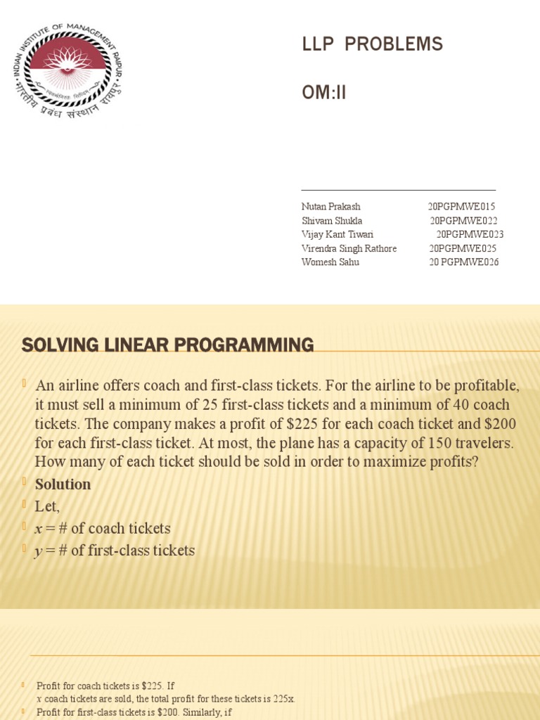 Maximize airline profits with linear programming | PDF