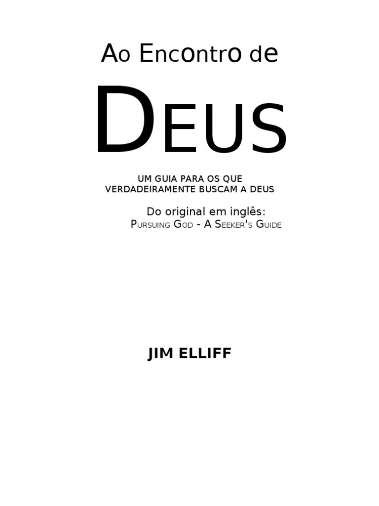 AO ENCONTRO DE DEUS Jim Elliff | PDF | Pecado | Jesus