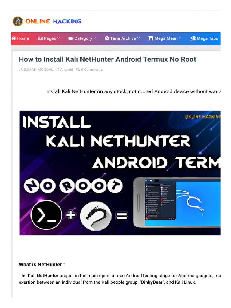 How To Install Kali Nethunter Android Termux No Root | Download Free PDF | Android (Operating ...