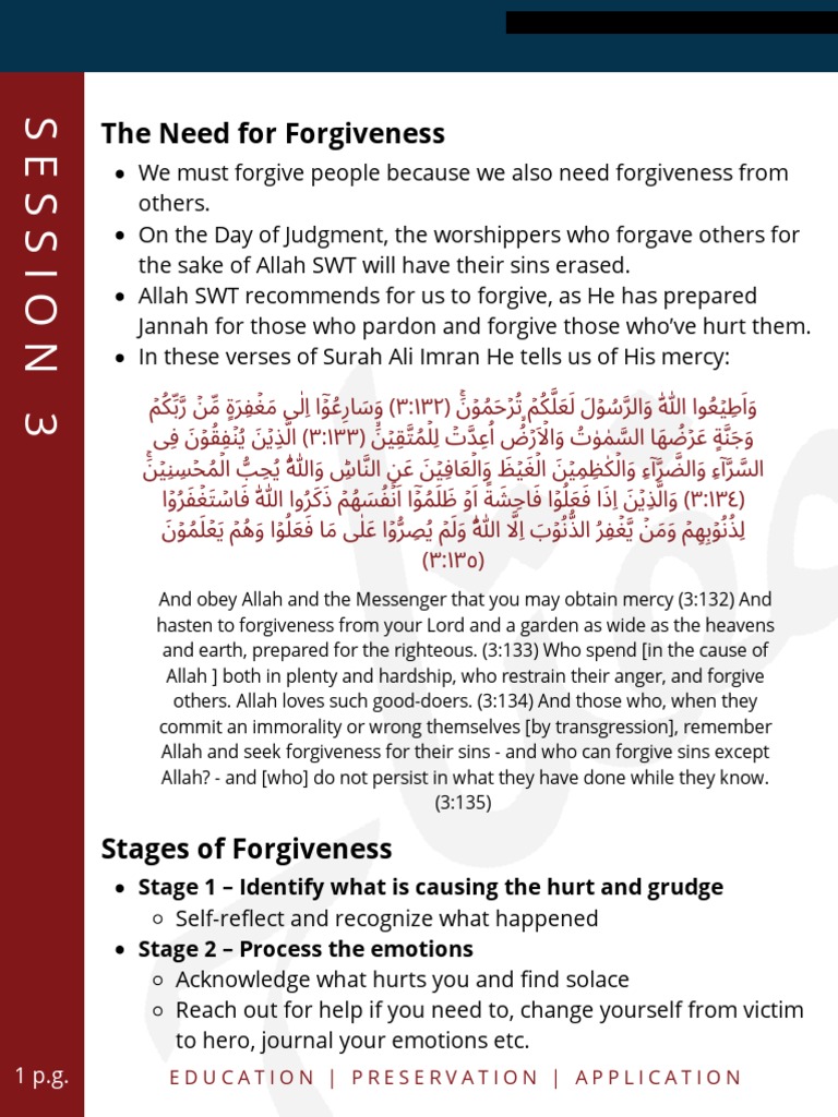 The Need for Forgiveness: Stages of Forgiveness | PDF | Forgiveness ...