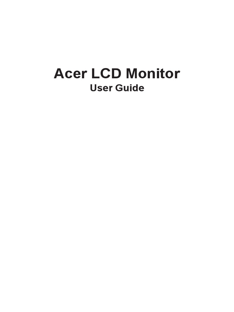 Acer LCD Monitor: User Guide | PDF | Ac Power Plugs And Sockets ...