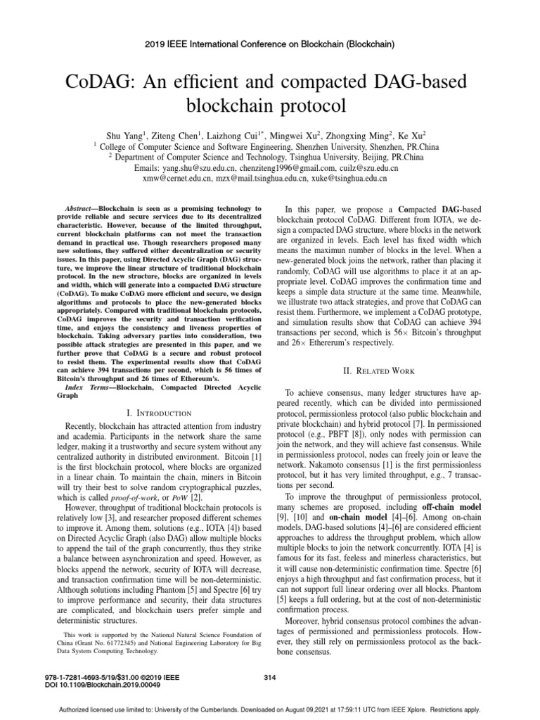 Codag An Efficient And Compacted Dag Based Blockchain Protocol Pdf Bitcoin Computer Network 4253