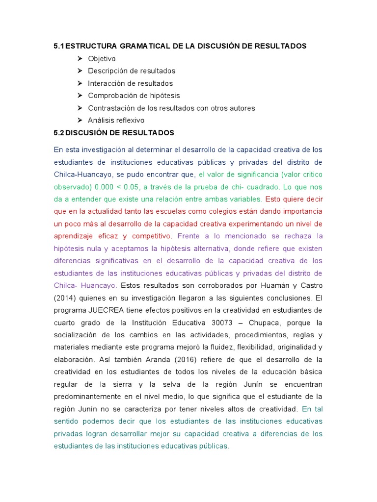 Estructura de La Discusión de Resultados | PDF