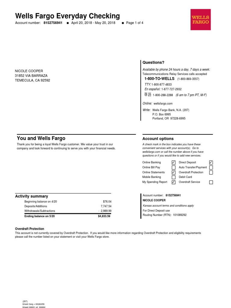 Bank Statement | PDF | Overdraft | Fee