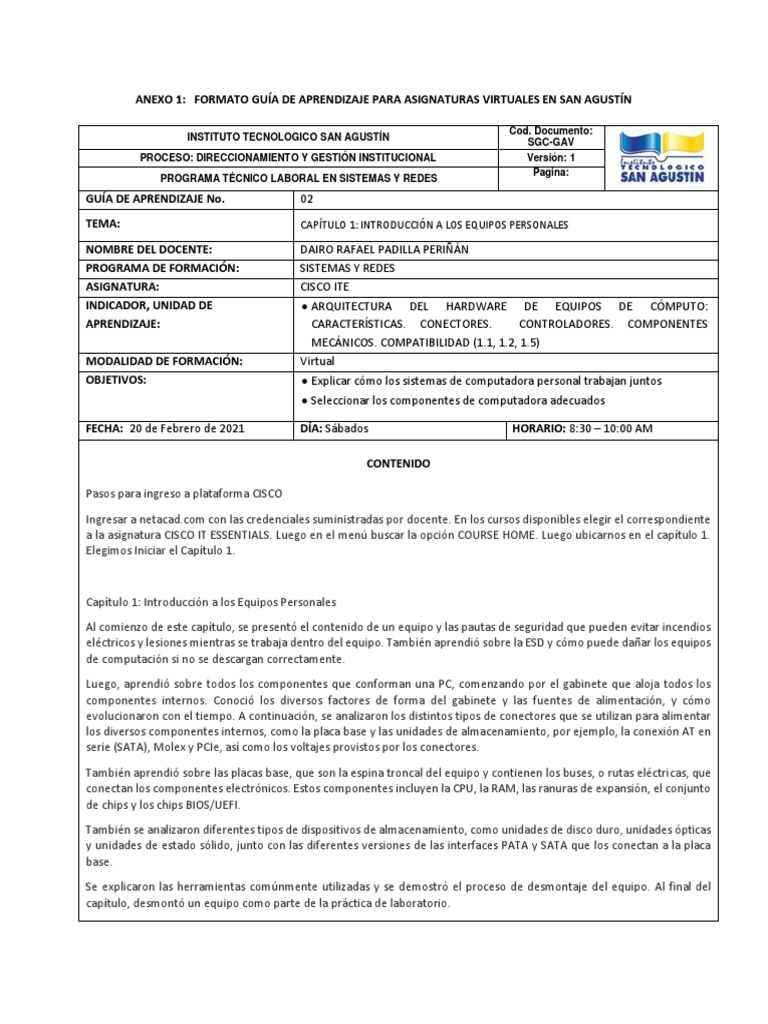 Guia Cisco Ites 02 Pdf Hardware De La Computadora Bienes Manufacturados